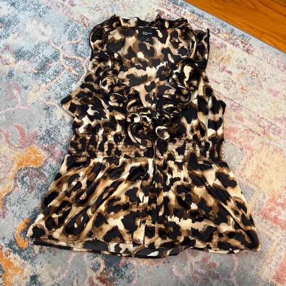American Vintage | Tops | Vintage Y2k Ruffly Satin Leopard Print ...